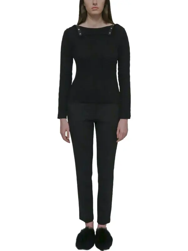 Rosetta Getty Snap Turtleneck Top - Black