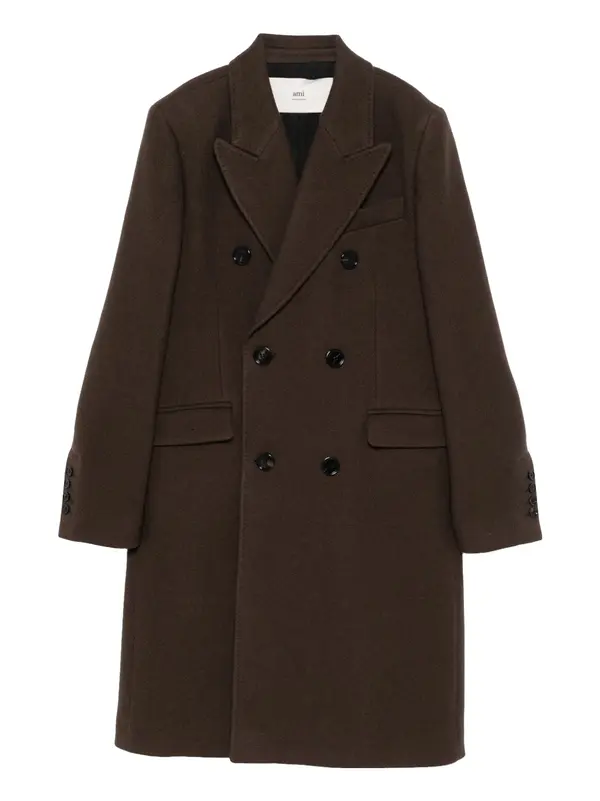 Ami Double-breasted Coat - Brown
