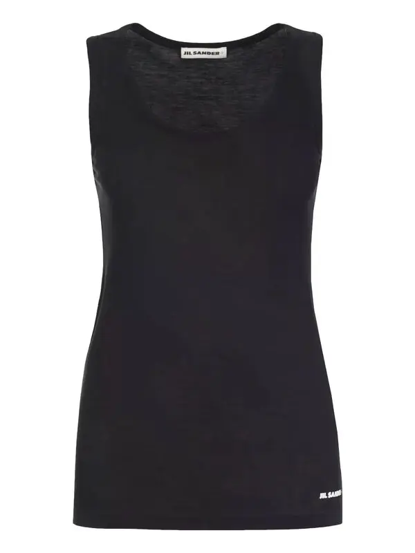 JIL SANDER Cotton Tank Top - Black