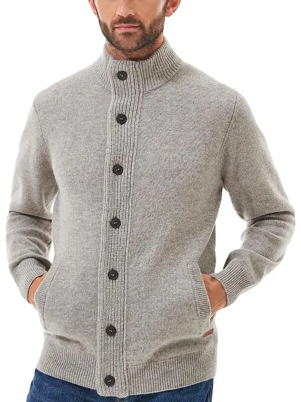Barbour Elbow Patch Button Detailed Cardigan - New Stone