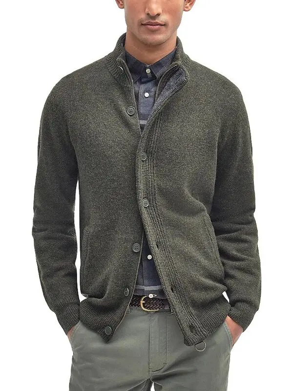 Barbour Elbow Patch Button Detailed Cardigan - Seaweed