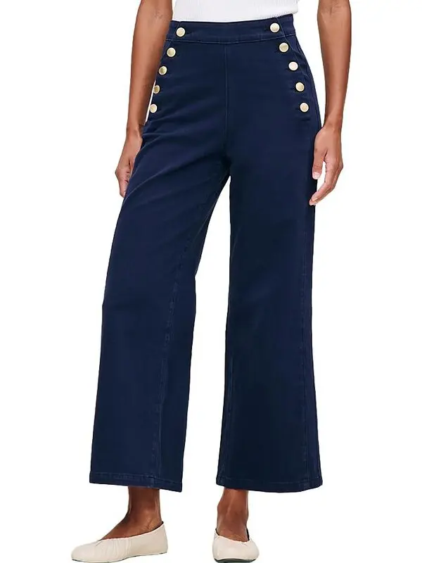 NOM MATERNITY Hepburn High-rise Ankle Wide-leg Jeans - Bright Navy Twill