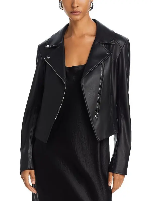 LAMARQUE Pascale Faux Leather Moto Jacket - Black