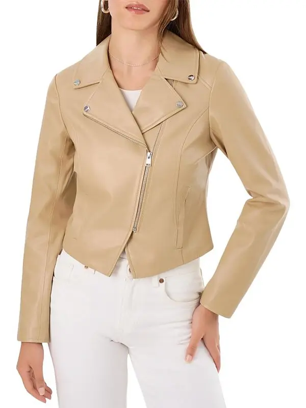 LAMARQUE Pascale Faux Leather Moto Jacket - Wheat