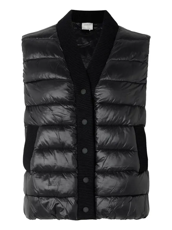 Varley Colwyn Combo Ribbed-knit Trimmed Quilted Shell Vest - Black