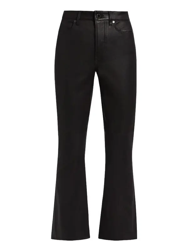 Veronica Beard Carson Leather High-rise Ankle Flare Pants - Black