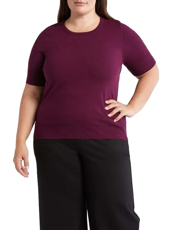 Universal Standard Rosie Short Sleeve Sweater - Black Cherry