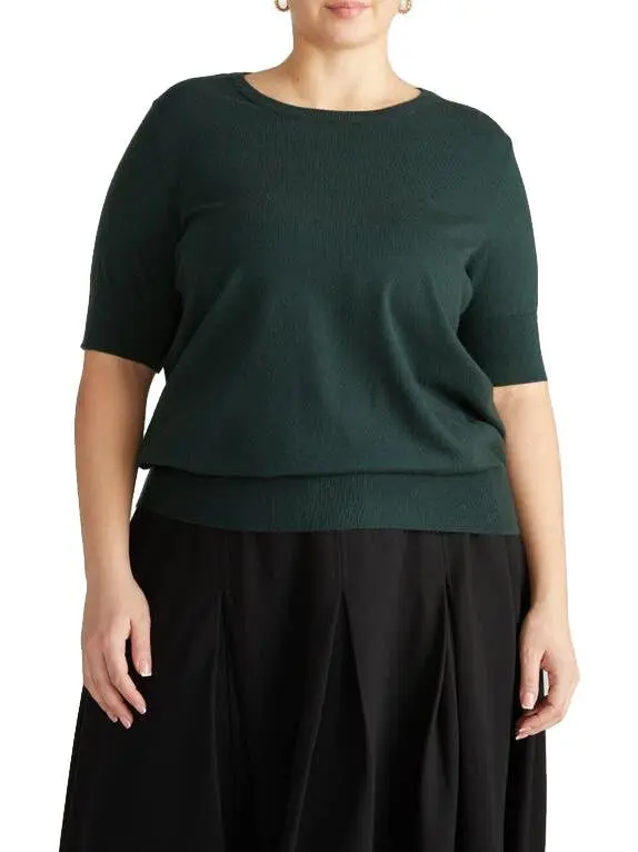 Universal Standard Rosie Short Sleeve Sweater - Scarab Green