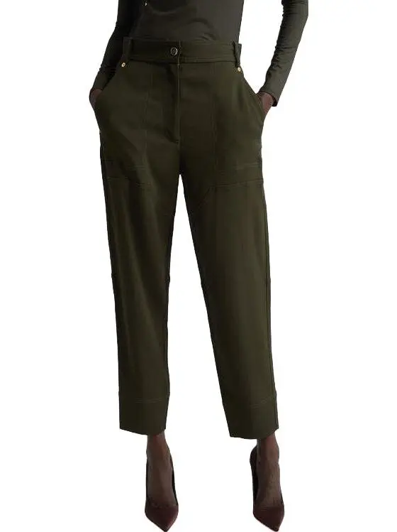 St. John Stretch Twill Tapered Ankle Pants - Cypr Cypress