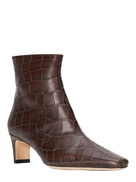 Staud Wally Ankle Boots - Espresso Croco