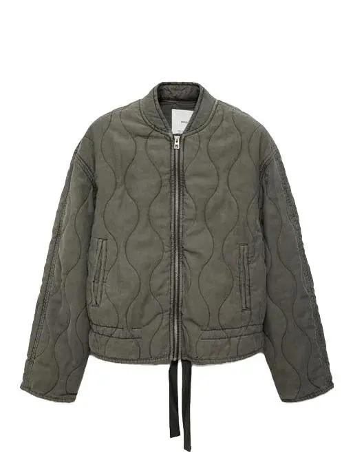 Mango Quilted Cropped Jacket - Grey