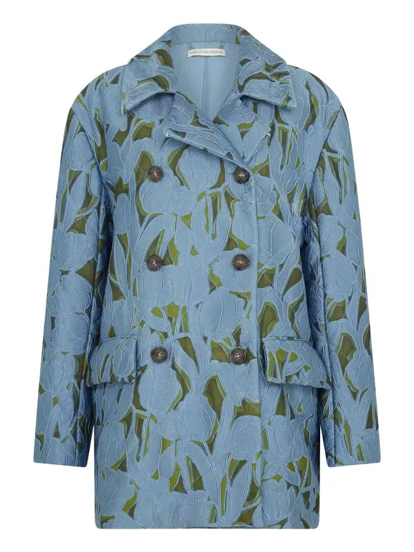 EMILIA WICKSTEAD Sophica Embellished Wool Jacket - Blue