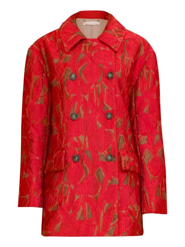 EMILIA WICKSTEAD Sophica Embellished Wool Jacket - Red