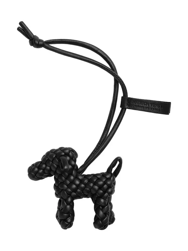 BOTTEGA  VENETA Leather Dog Charm - Black