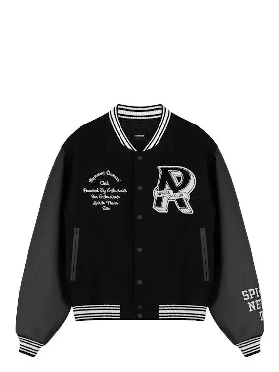REPRESENT Owners Club Varsity Jacket - Black/white