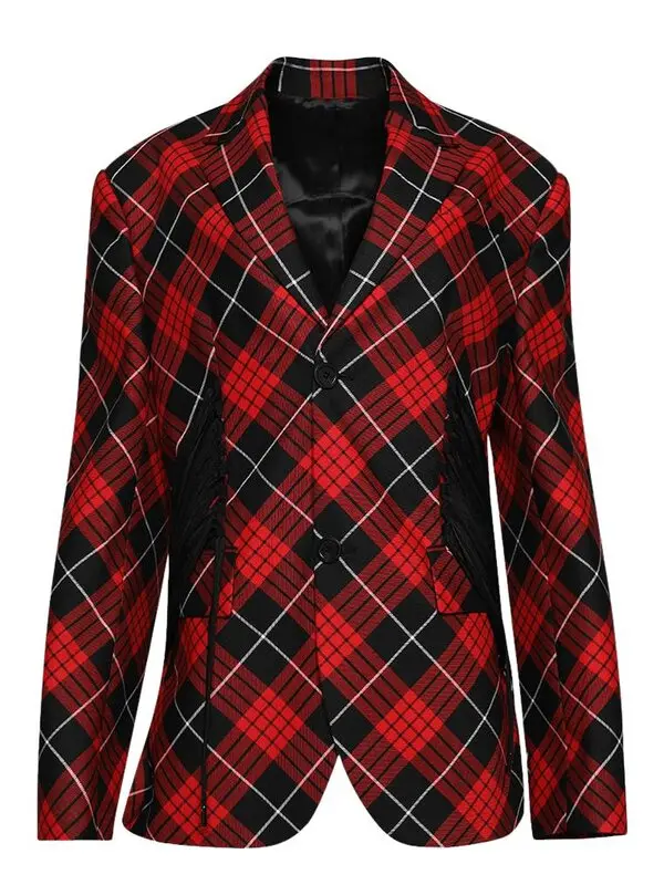 JEAN PAUL GAULTIER Tailored Jacket With Lacing - Red Tartan