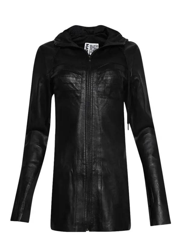 Natasha Zinko Washed Leather Zip-up Dress - Black