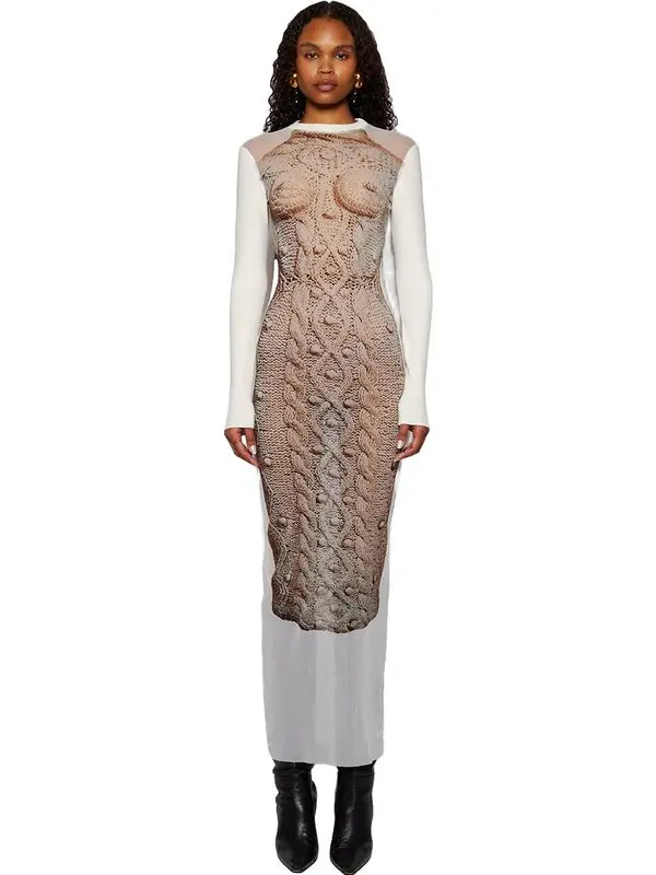 Jean Paul Gaultier Mesh Long Dress - Madonna Knit Print