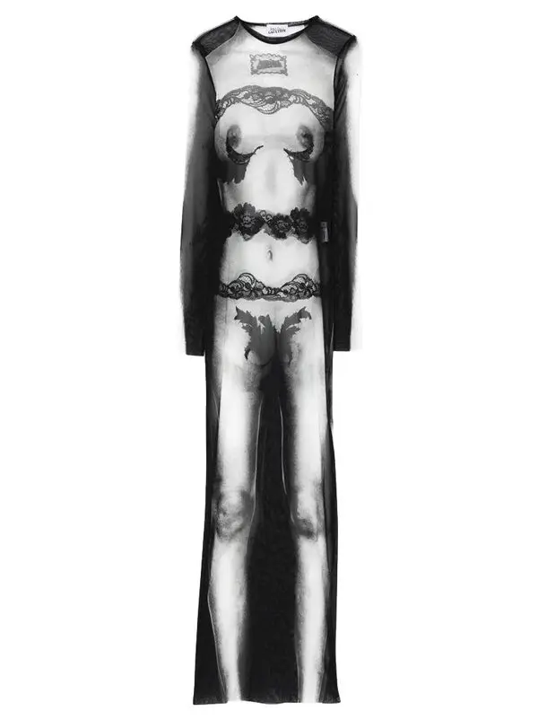 Jean Paul Gaultier Mesh Long Dress - Body Lace Mariniere Print