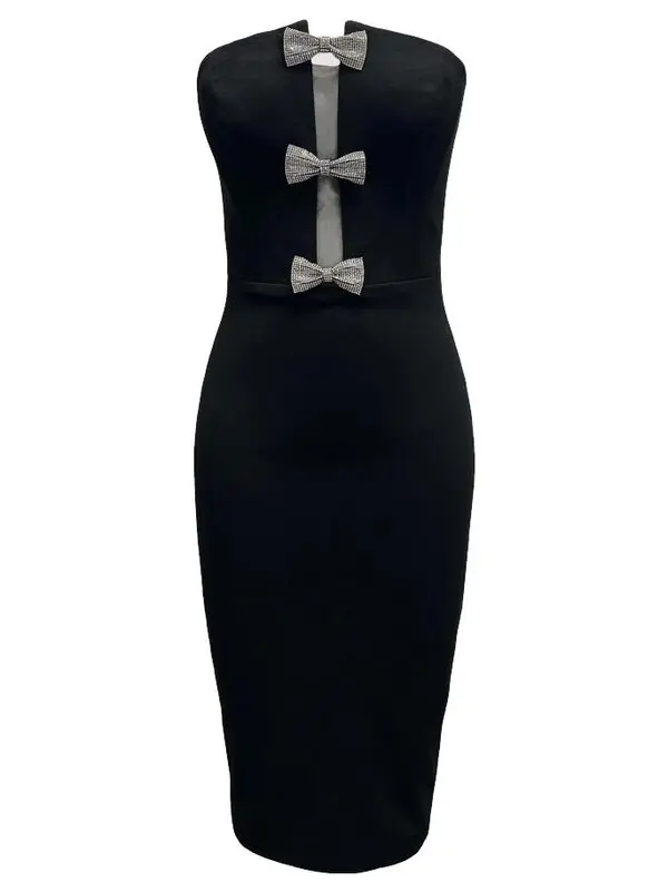 Dress The Population Erica Crystal-embellished Strapless Body-con Midi-dress - Black Silver