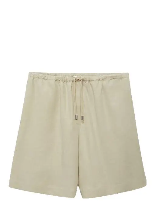 Mango Wide Leg Bermuda Shorts - Green