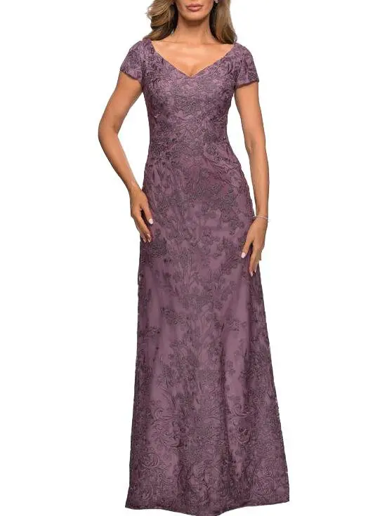 LABOMME Lace Evening Gown - Dusty Lilac