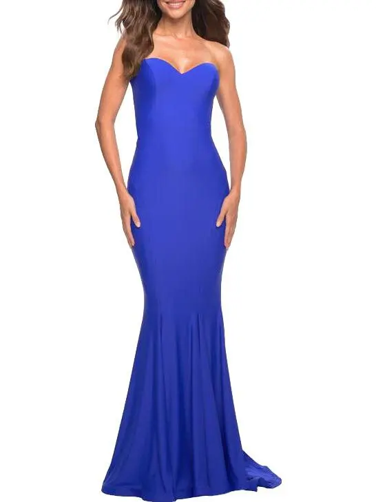 LABOMME Jersey Gown With Sweetheart Neckline - Royal Blue