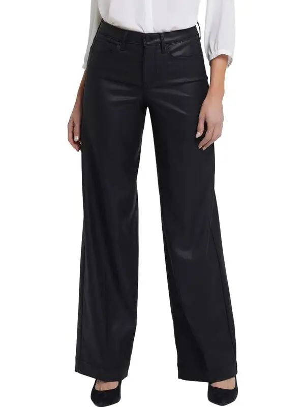 NYDJ Teresa High Waist Wide Leg Coated Jeans - Black Coated