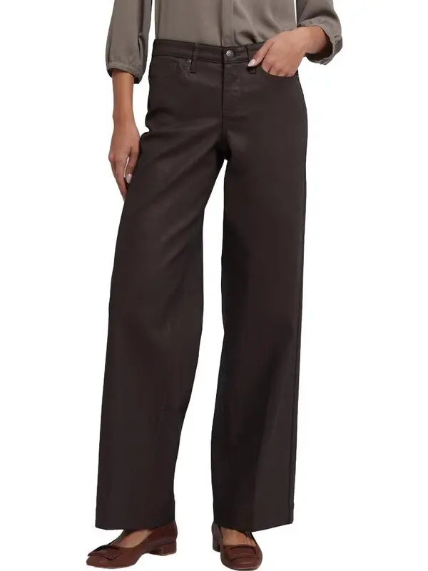 NYDJ Teresa High Waist Wide Leg Coated Jeans - Peppercorn Coated