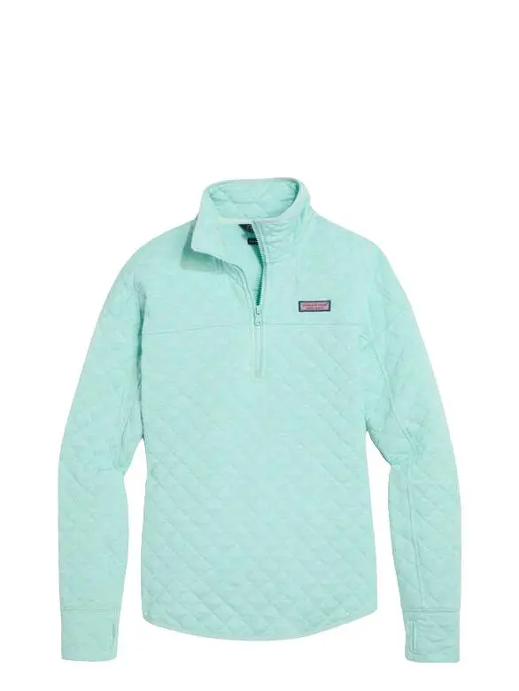 Vineyard Vines Dreamcloth® Quilted Shep Half Zip Pullover - Aqua Haze Heather