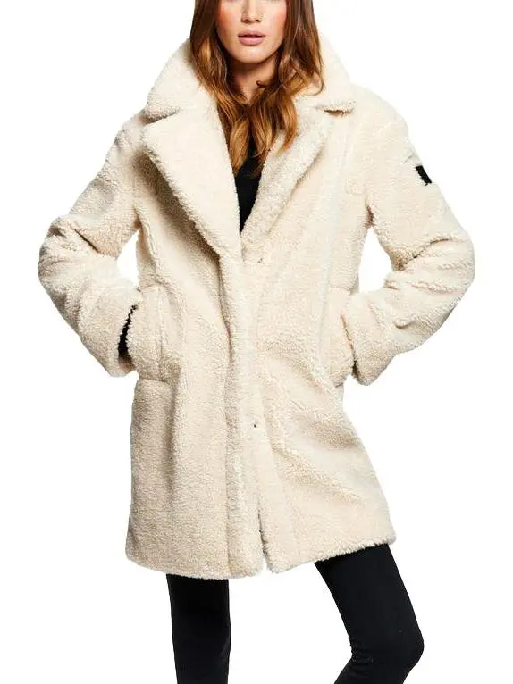 Sam. Faux Shearling Coat - Almond