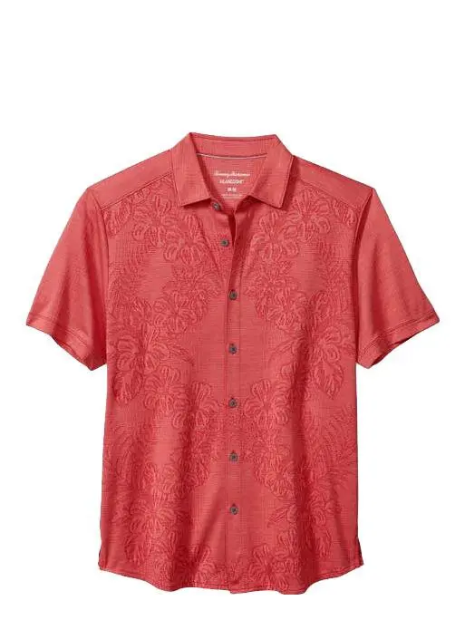 Tommy Bahama Palm Coast Cascade Vines Islandzone® Performance Short Sleeve Knit Button-up Shirt - Dark Havana