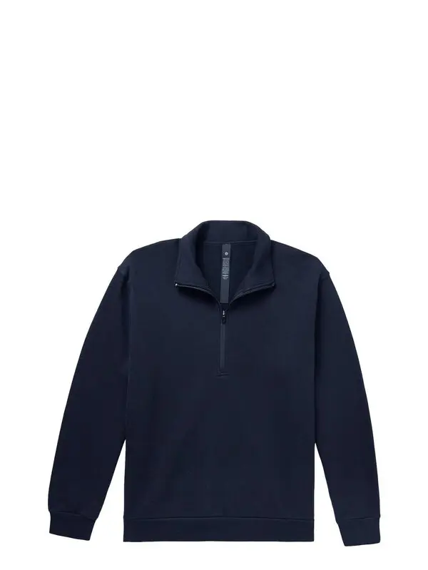 Lululemon Steady State Cotton-blend Jersey Half-zip Sweatshirt - Blue