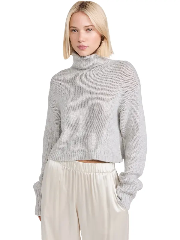 Sablyn Cropped Cashmere Turtleneck Sweater - Foggy