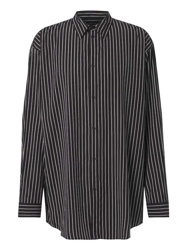 Balenciaga Flowing Striped Poplin Shirt - Black