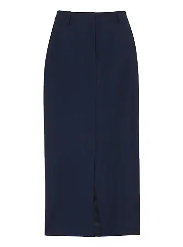 Whistles Pinstriped High-waist Stretch-woven Midi Skirt - Blue