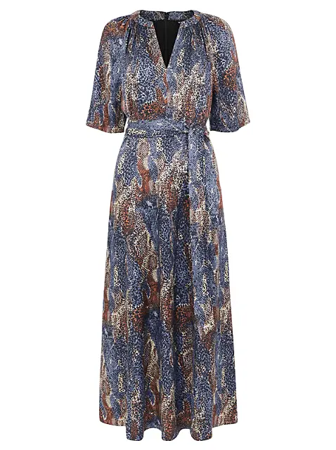 Whistles Marlow Snakeskin-print Woven Midi Dress - Multi-coloured