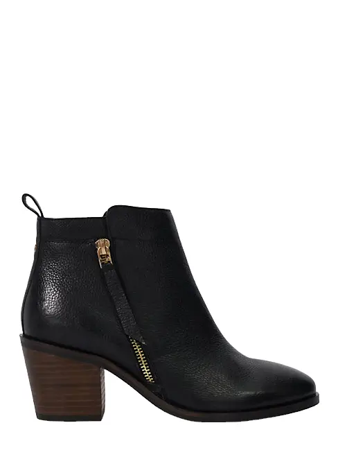 DUNE Pointed-toe Leather Heeled Ankle Boots - Black Leather