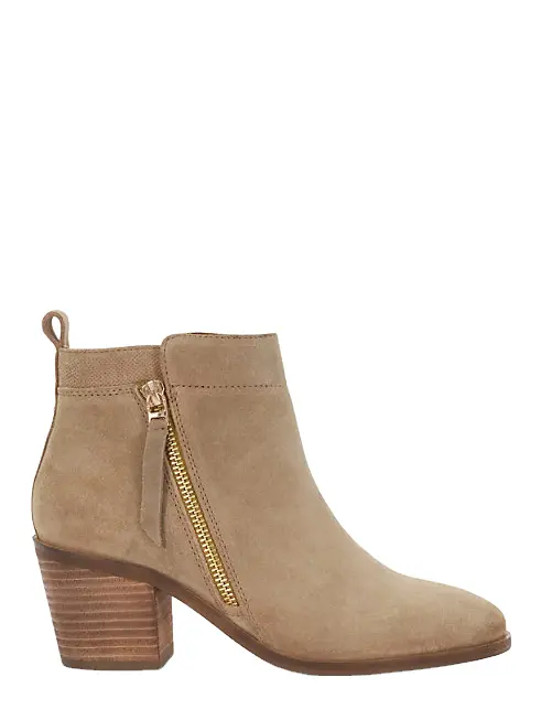 DUNE Pointed-toe Suede Heeled Ankle Boots - Taupe Suede