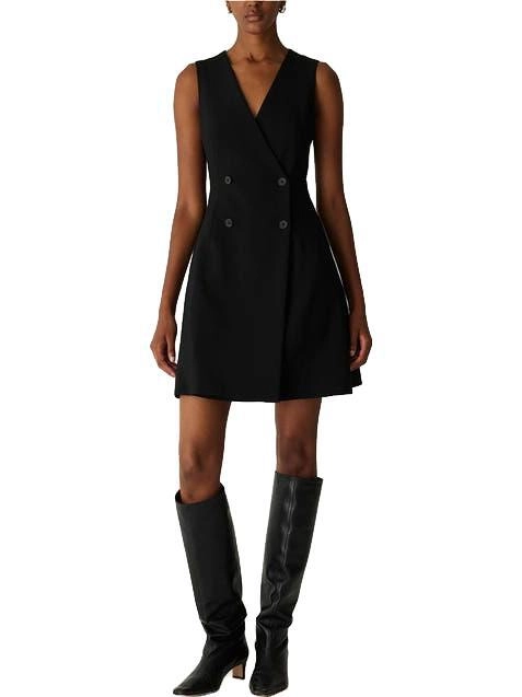Rebecca Taylor Refined Suiting Double Breasted Mini Dress - Black