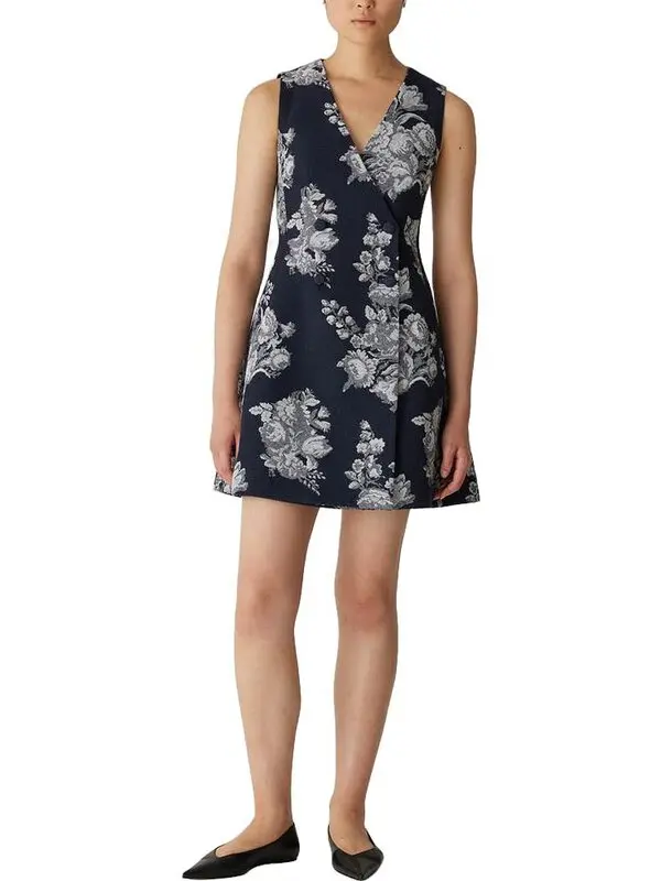 Rebecca Taylor Venice Toile Jacquard Double-breasted Mini Dress - Indigo Combo