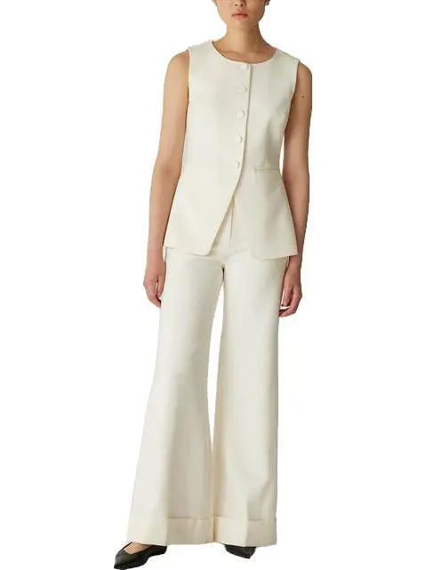 Rebecca Taylor Refined Suiting Button-front Vest - Cream