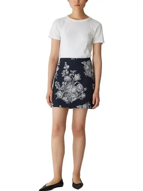 Rebecca Taylor Venice Toile Jacquard Mini Skirt - Indigo Combo