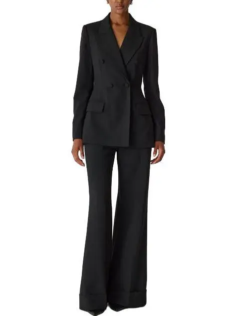 Rebecca Taylor Calvary Twill Double Breasted Blazer - Black