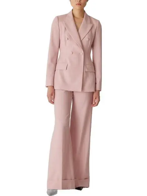 Rebecca Taylor Calvary Twill Double Breasted Blazer - Calamine Pink
