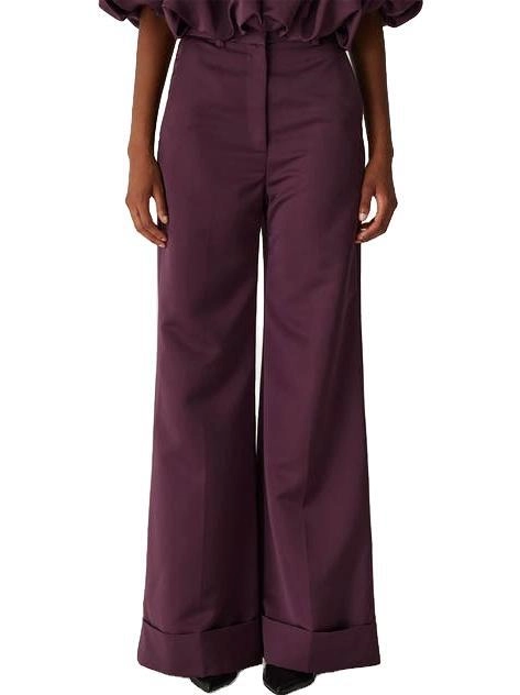 Rebecca Taylor Techy Sateen Wide Leg Pant - Plum