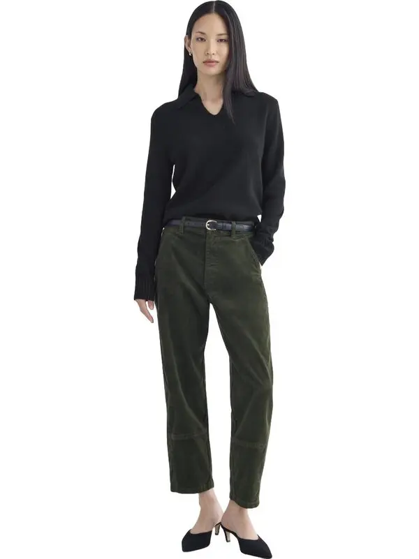 Everlane Utility Barrel Corduroy Pants - Dark Forest