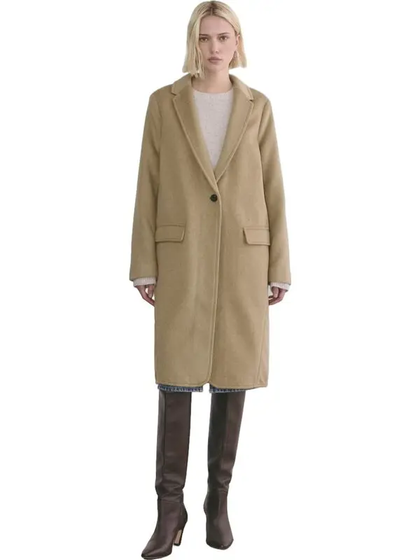 Everlane Rewool Topcoat - Dark Heathered Camel