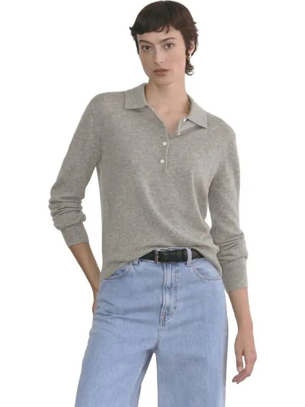 Everlane Classic Polo Sweater - Light Heather Grey