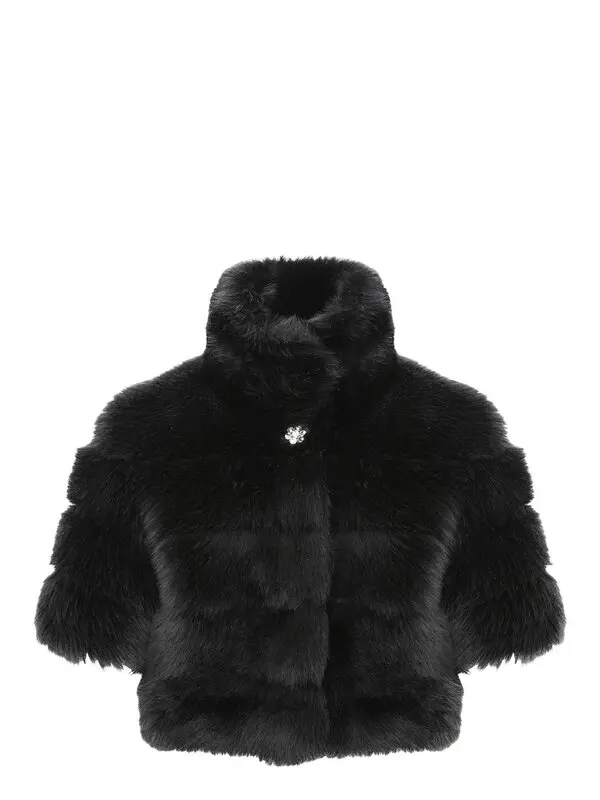 Gorski Reversible Cropped Shearling Bolero - Black